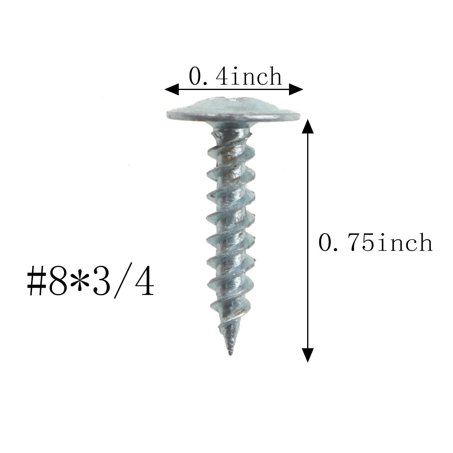 MEETOOT 50pcs Cross Recessed Truss Head Screws Self Tapping Screws Phillips Flat Head Wood Screw #8 x 3/4"