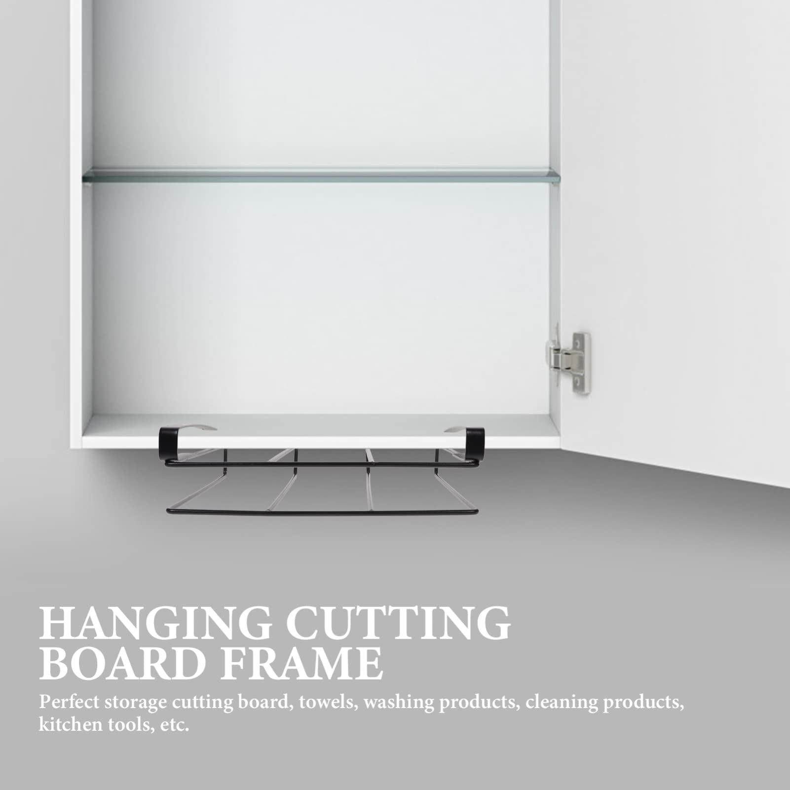 Hemoton hanging chopping board rack kitchen storage organizer under cabinet cutting board holder shelves brackets metal shelf kitchen mug holder Stainless steel kitchen utensils pot cover
