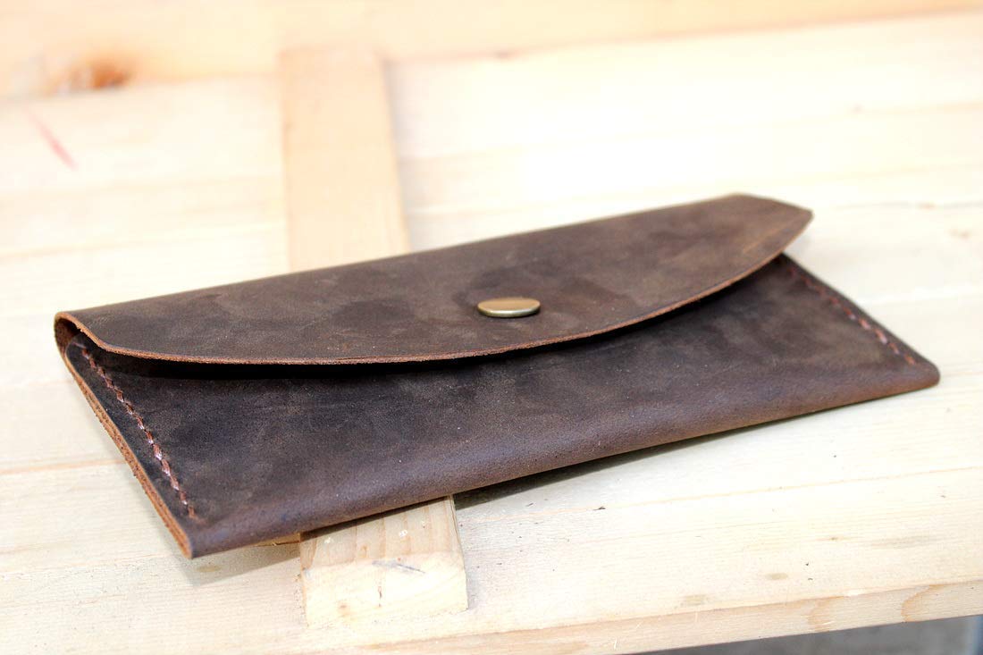 Handmade High Quality Retro Leather Multi-function Envelope Mobile Phone Card Holder Wallet