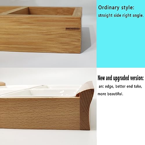 Jinsongdafa Wood Pallet Porcelain Divided Serving Dishes, Appetizer, Relish Tray, Serving Bowls for Parties - Perfect for Chips and Dip, Veggies, Candy and Snacks | Reusable (4 Cells Platters)