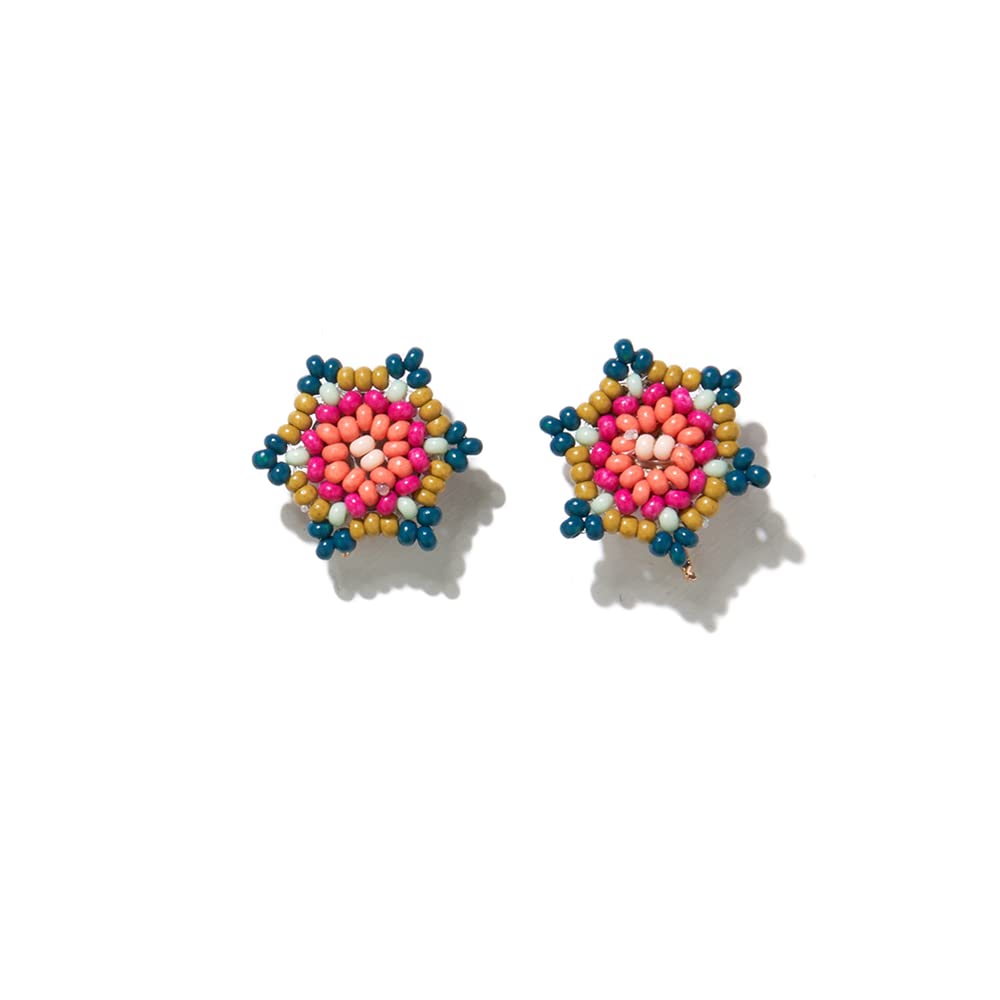 INK+ALLOY Women's Beaded Boho Post Earrings Handade Jewelry for the Modern Bohemian (Daisy Flower)