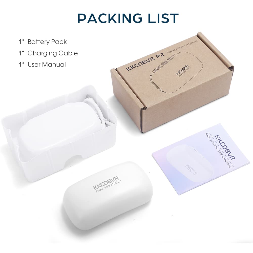 KKCOBVR P2 Battery Pack Replacement Battery 10000mAh Compatible for KKCOBVR IR Elite Head Strap/Quest Pro /Pico4/Pico4 Pro Charging Dock Increase Using Time