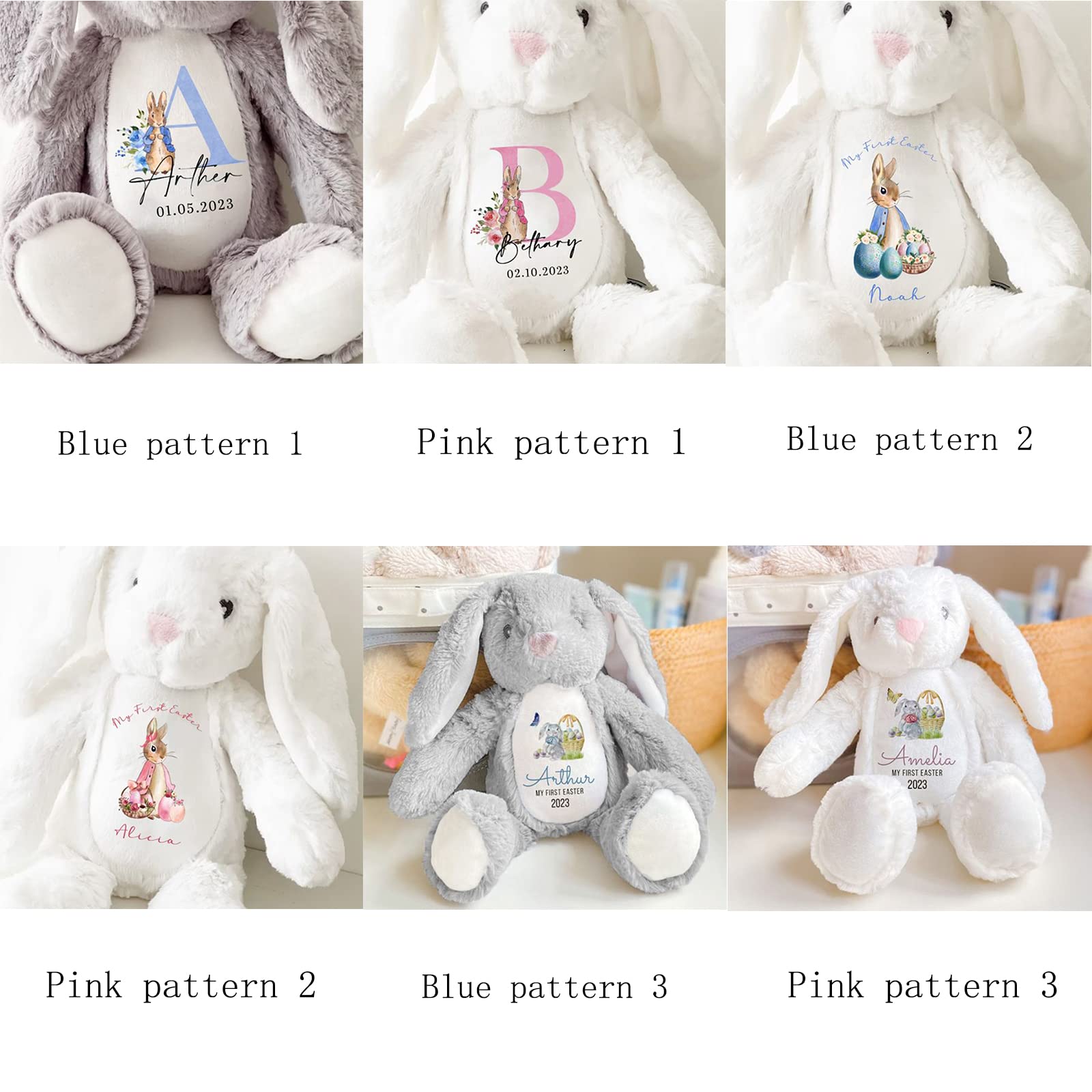 KAKU HOME Personalised My First Easter Gift Bunny with Name,The Plush Rabbit That Accompanies The Child
