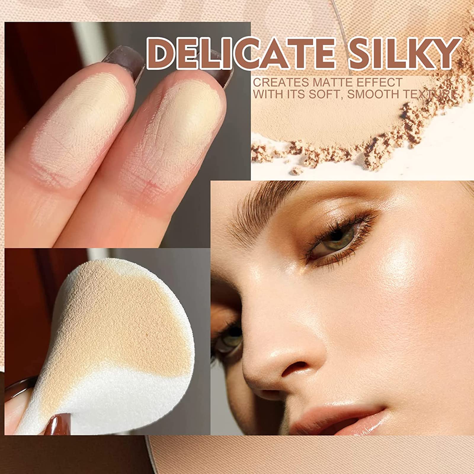 Oil Control Face Pressed Powder, Matte Smooth Setting Powder Makeup, Waterproof Long Lasting Finishing Powder, Silk Soft Mist Lightweight Face Cosmetics