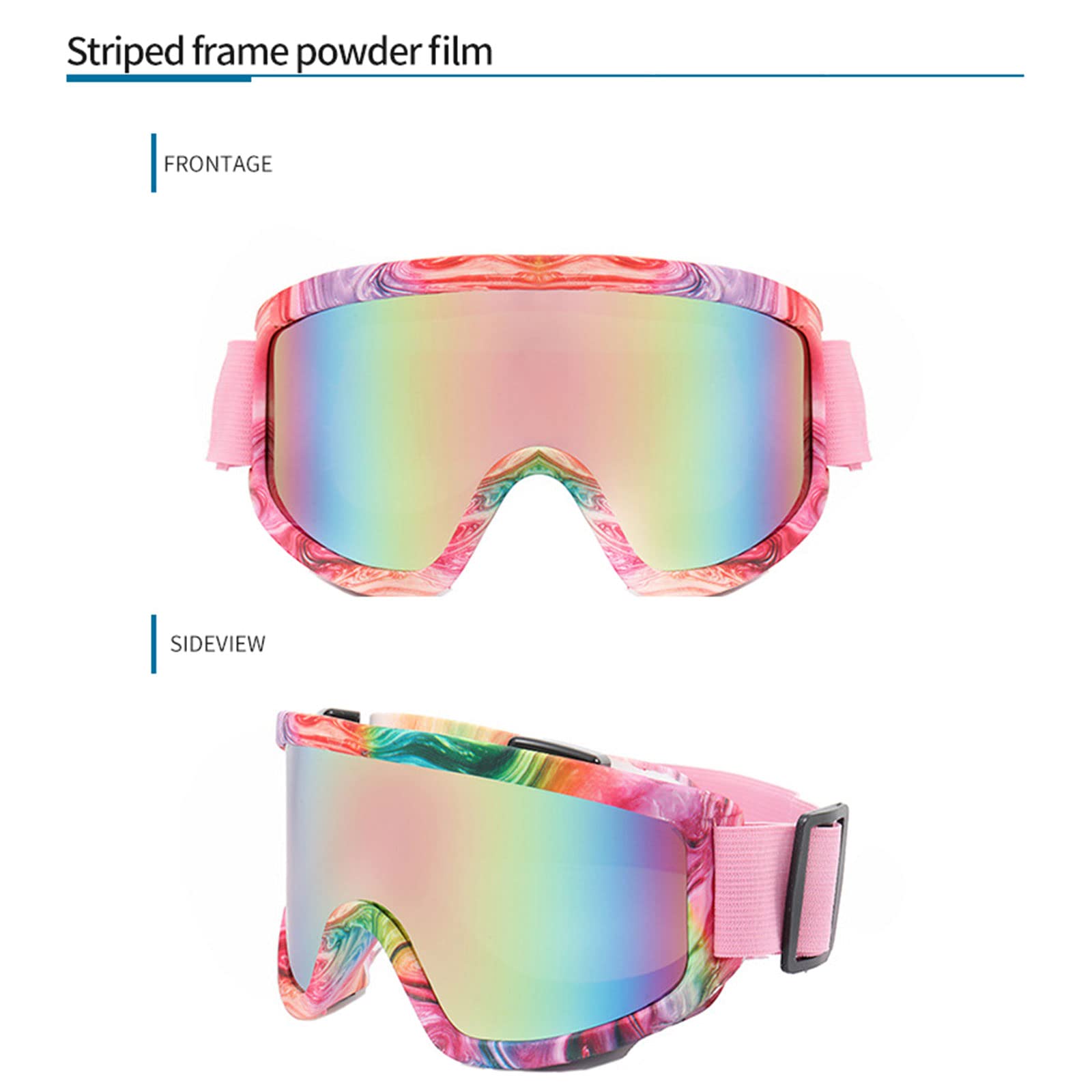 Juaugusep Ski Goggles, Anti-fog Dustproof UV Protection Polarized Over Glasses, Snowboard Goggles Motorcycle Goggles for Men Women (Pink, One Size)