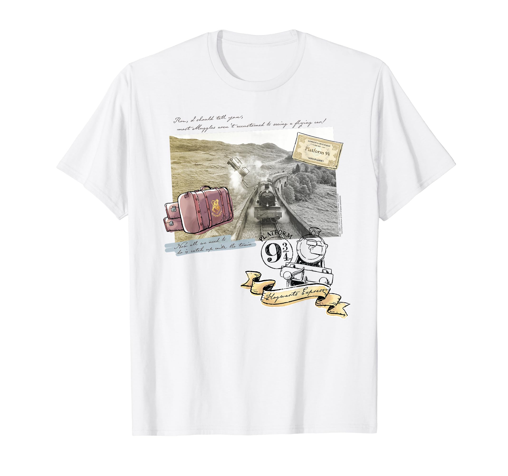 Harry Potter Hogwarts Express Flying Ford Anglia T-Shirt