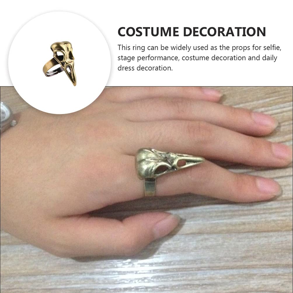 Holibanna Delicate Ring Gold Adjustable Rings 1pc Bird Skull Ring Delicate Alloy (Iron) Connector Man Threaded Earrings Animal Ring