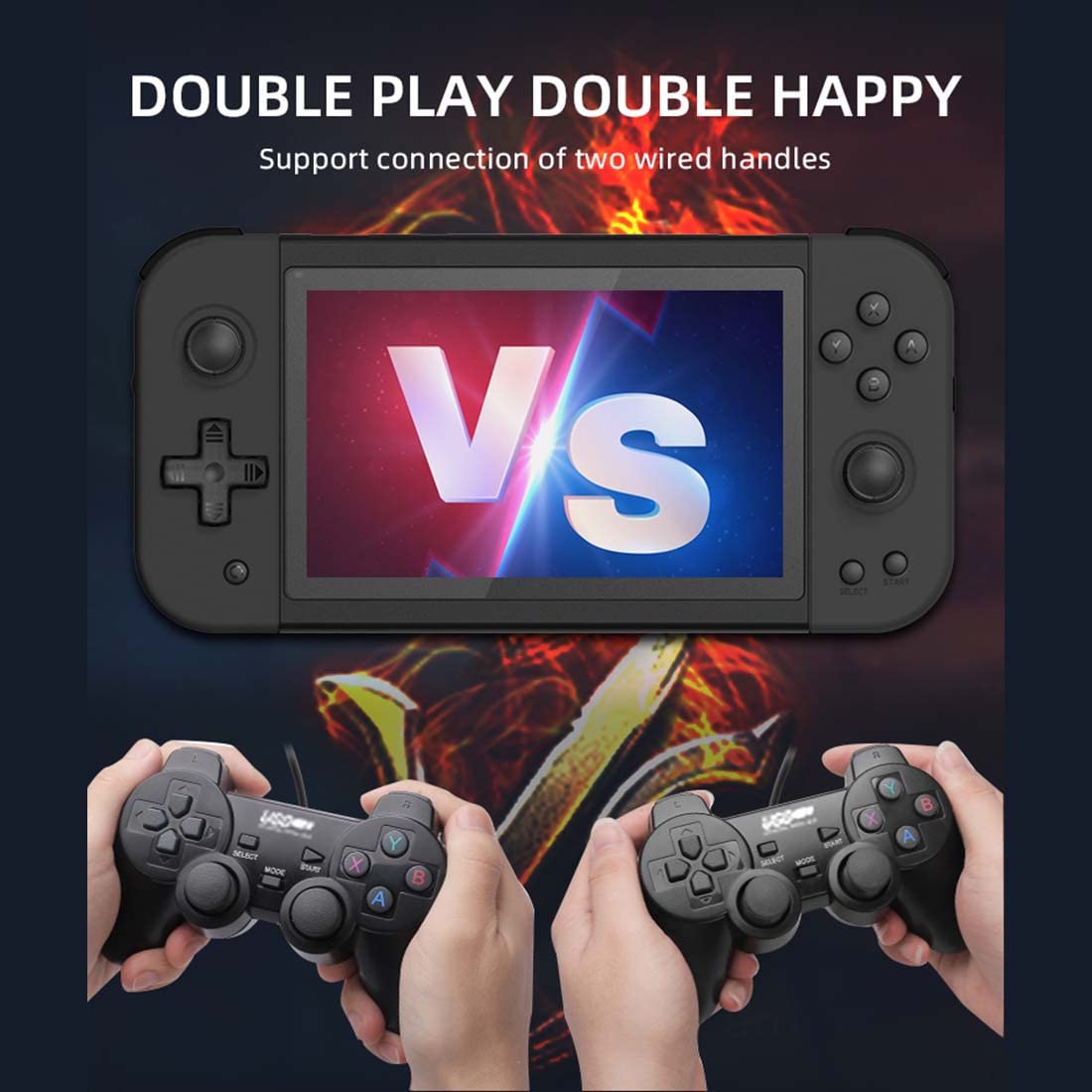 KKXX Powkiddy X51 Retro Handheld Game Console for Kids and Adults, 5-Inch IPS Screen Console Built-in 5700+ Games Supports Stereo Earphone