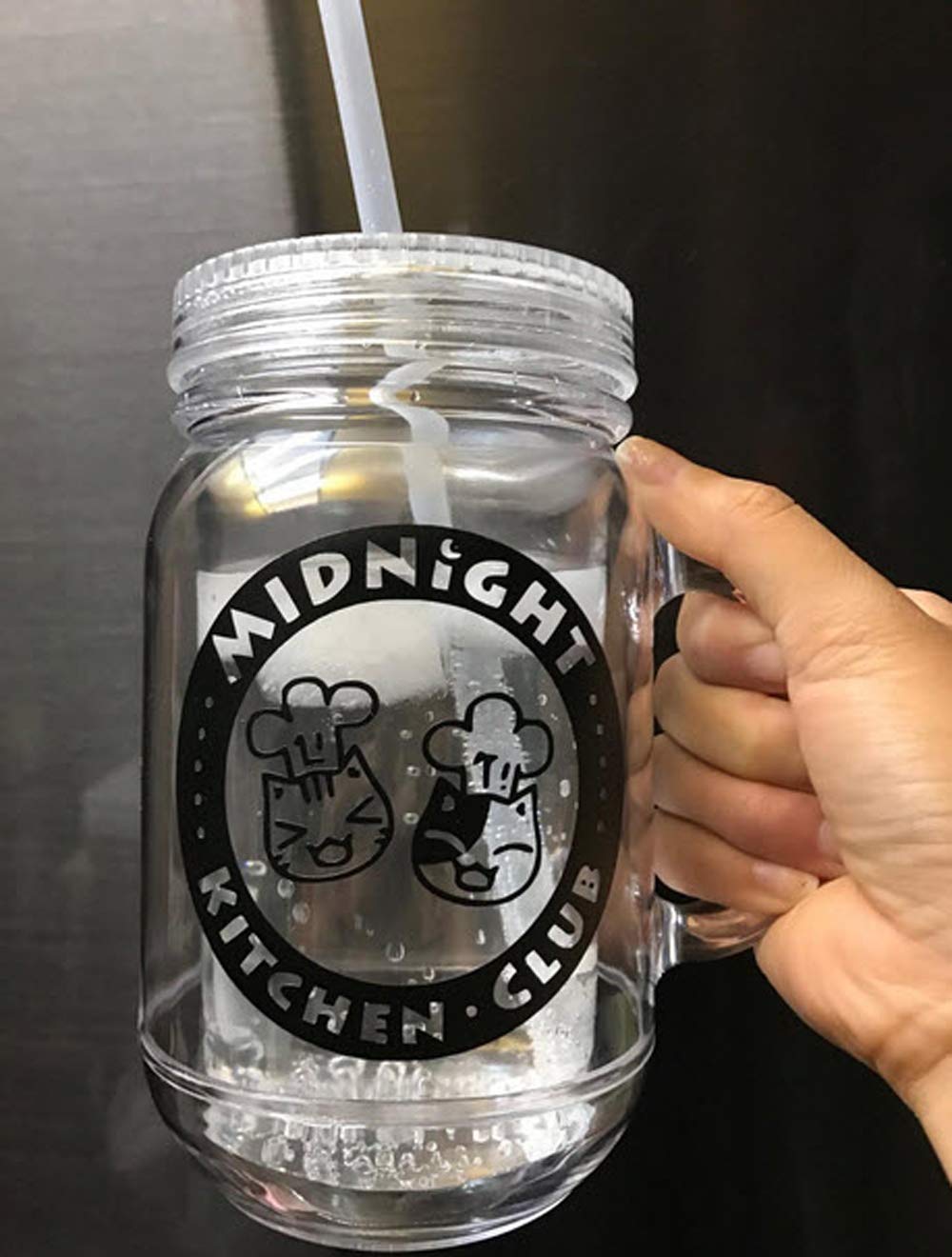 ImpecGear 20 Oz Mason Jar Doubled wall Acrylic Cup with Straw (Clear)