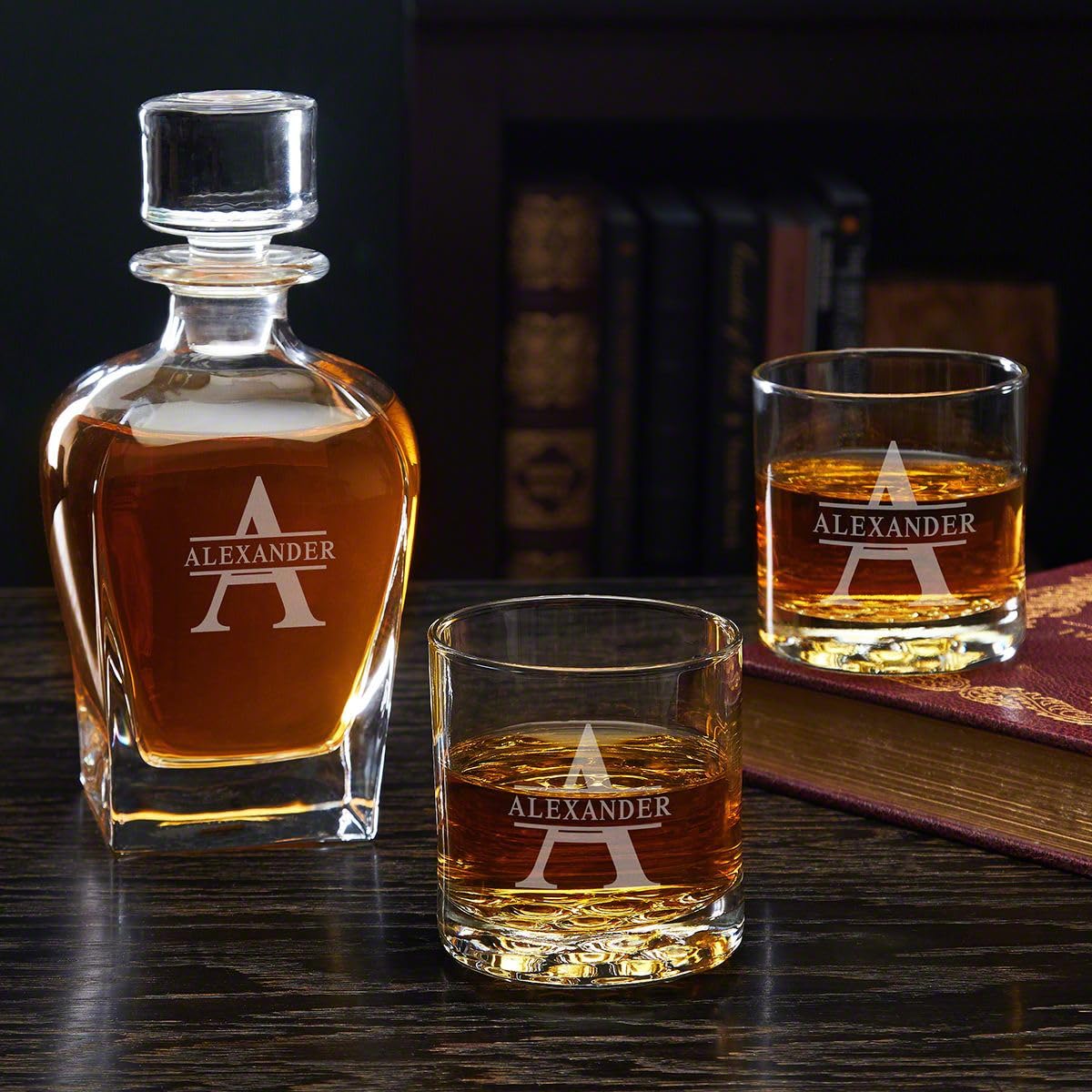 HomeWetBar Quinton Monogram Engraved Whiskey Glass (Personalized Product)