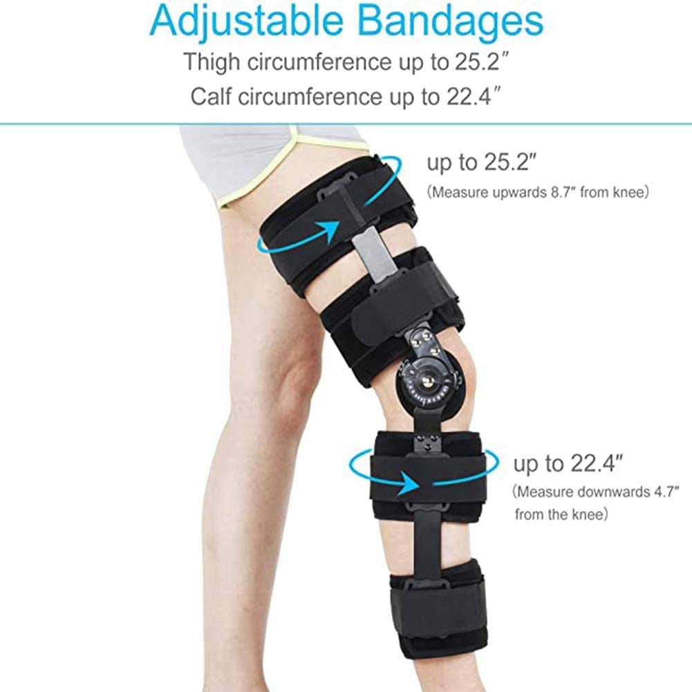 Hinged Knee Support Brace Dual Hinges And Adjustable Cross Straps Helps Stabilized Knee For Arthritic/ACL/Meniscus Tear/Sports Injuries/Walking Running (Color : Large)