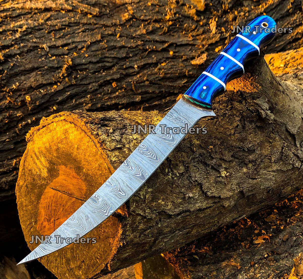 JNR Traders 13" Damascus Boning Knife for meat Cutting Chef Knife Fillet Knife Professional Thin Sharp Kitchen knives with Leather sheath VK5530