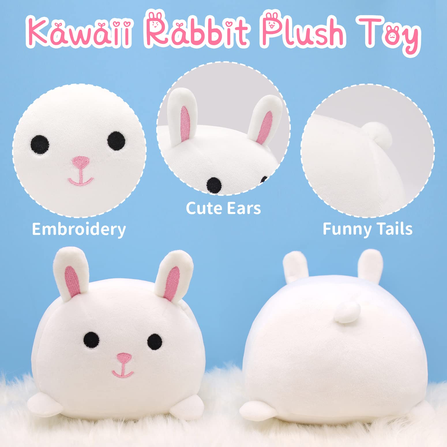 KOPHINYE Bunny Plush Easter Rabbit Stuffed Animal Cute Bunny Stuffed Doll Toy, 8Inch Soft Bunny Stuffed Animal Easter Gifts for Kids Easter