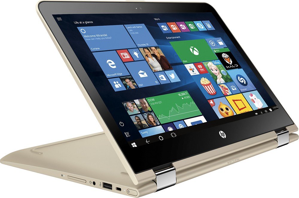 HP 2016 X360 Touchscreen 13.3-inch FHD 1920 x 1080 2-in-1 Convertible Laptop (Intel Core i5-6200U, 8GB RAM, 128GB SSD, HDMI, IPS, Backlit Keyboard, Bluetooth, 802.11ac, Win10- Modern Gold)