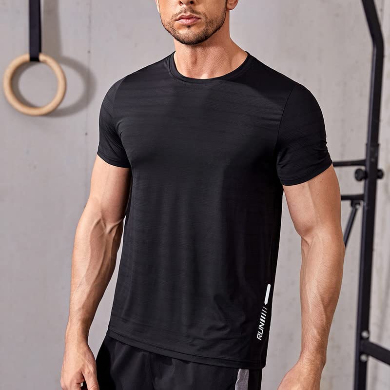 HITEE CREATE Athletic Shirts for Men Reflective Graphic Print Quick-Drying Breathable Sports Tee