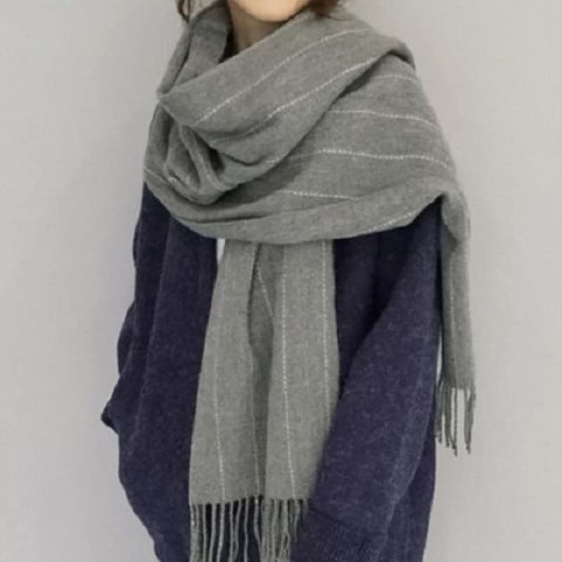 GPPZM Scarf Striped Cotton Scarf Female & Shawl Wrap Knit Striped Scarf with Tassels (Color : B, Size : One Size)