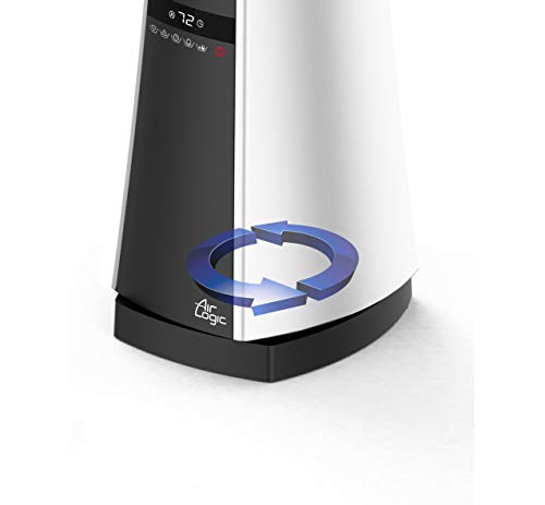 Lasko Oscillating Bladeless Ceramic Tower Space Heater for Home with Enhanced Safety, Adjustable Thermostat, Filter, Timer and Remote Control, 27 Inches, Silver, 1500W, AW300