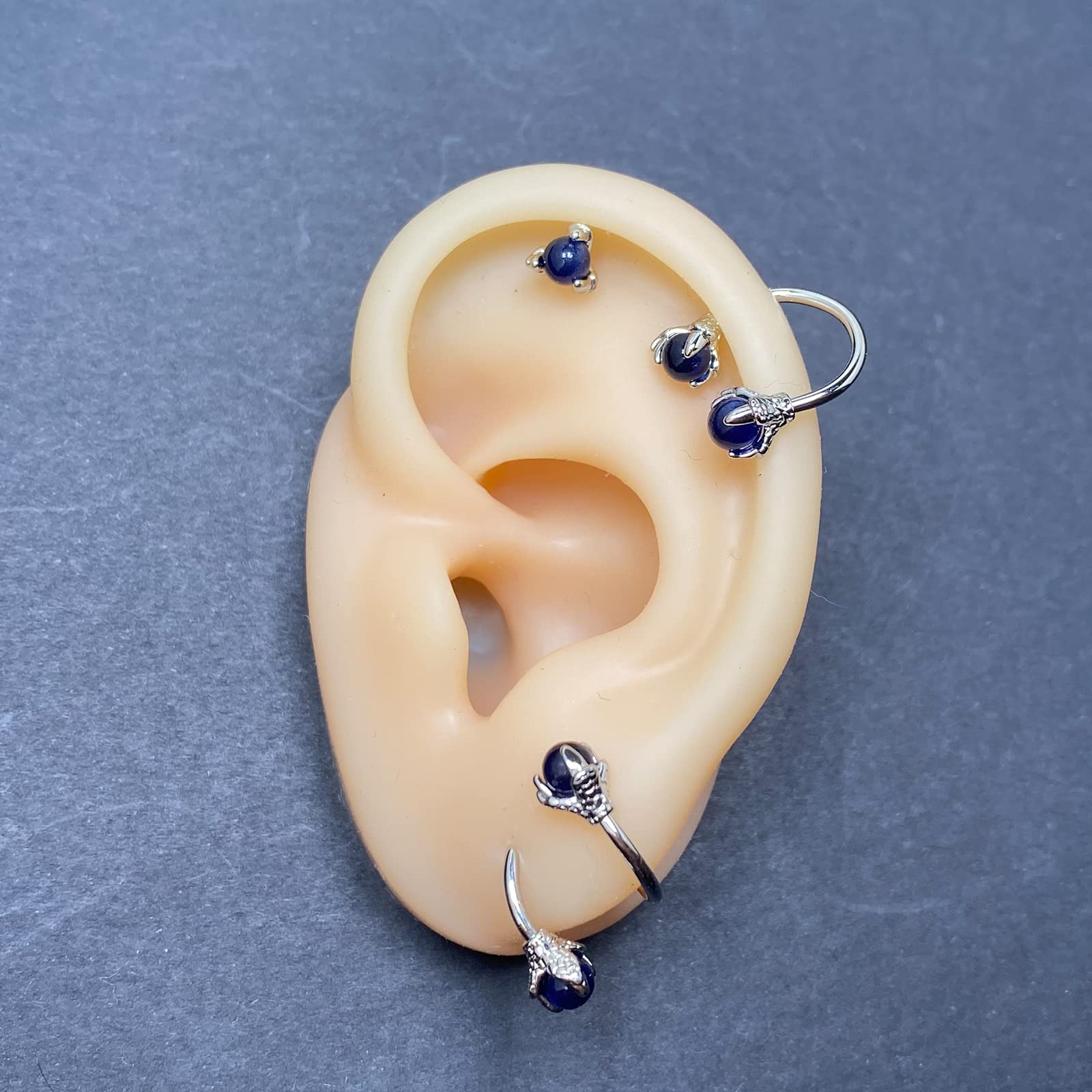 JFORYOU Dragon Claw with Synthetic Gemstone Helix Cartilage Tragus Daith Forward Helix Earrings Piercing Jewelry for Women and Men Blue Crystal