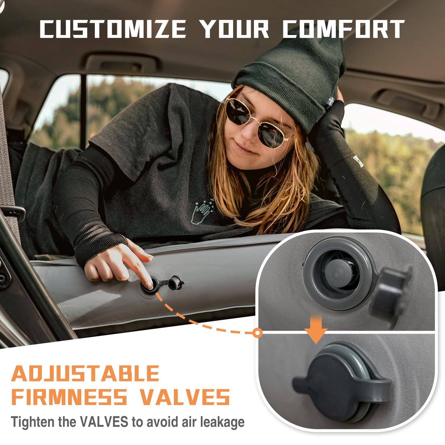HEYTRIP SUV Inflatable Air Mattress for Car Camping, 4 Inch Thickened Car Camping Bed, Adjustable Firmness Sleeping Pad for 2 Persons (72 x 47 x 4 Inch)