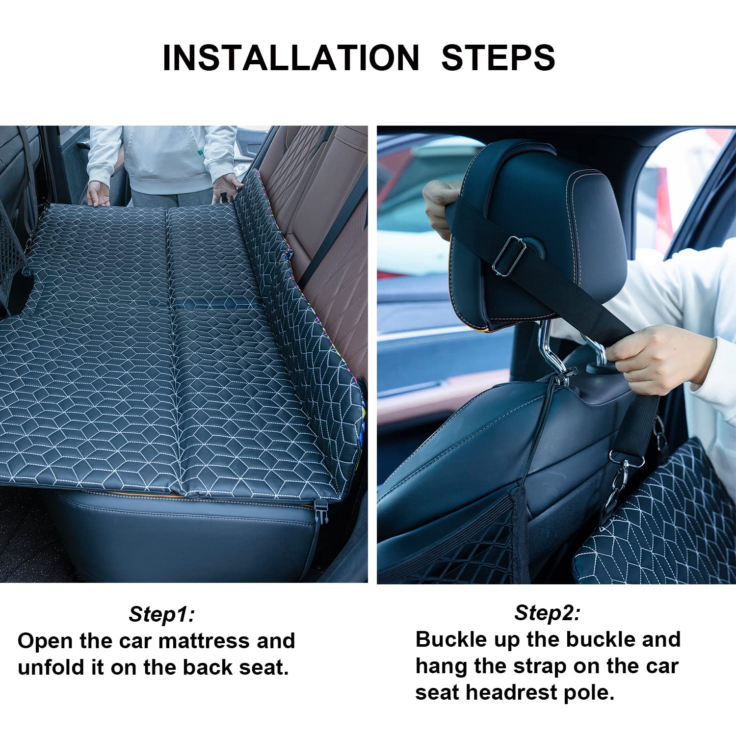 JILLMO Non Inflatable Car Mattress, Portable Car Bed Mattress, Double-Sided Folding SUV Mattress, Car Camping Mattress Back Seat for Sleeping
