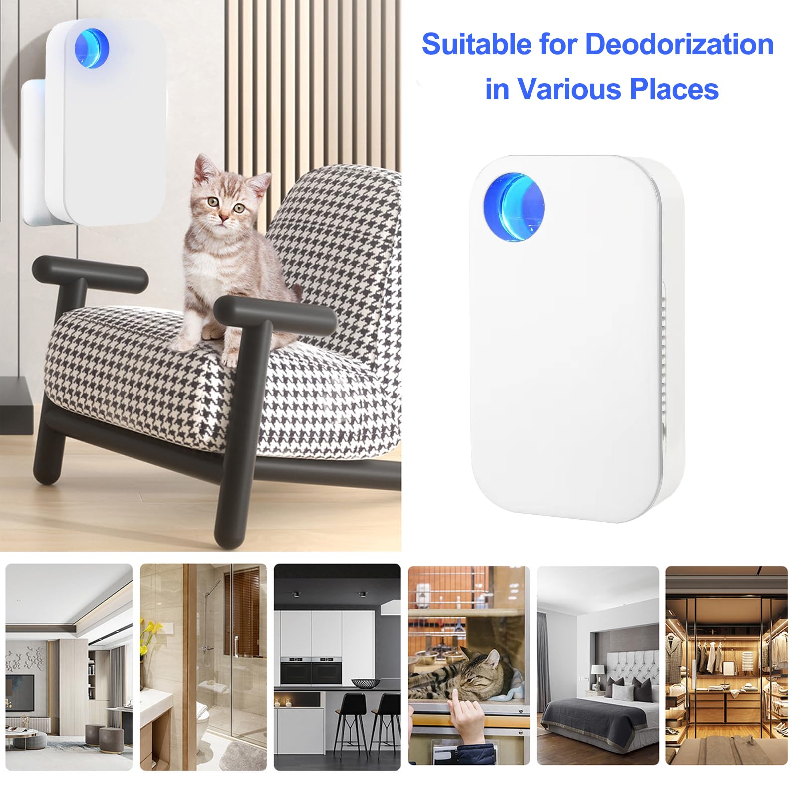 KLVEU Air Ionizer Purifier for Home Plug in,Odor Eliminator Machine for Home Portable and Quiet Ionizer Odor Eliminator for Bedroom Toilet Office Kitchen and Pets (2pcs), small, white2, CYJ-4-2