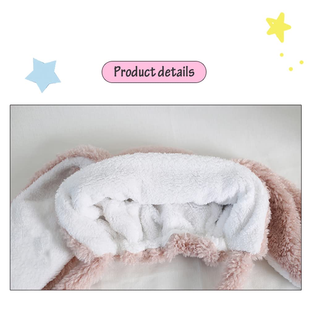 Jilneed Cute Bunny Hat Women Plush Rabbit Ear Funny Lolita Sweet Kawaii Winter Fluffy Fleece Warm Hat Cap Cosplay Accessory (pink)