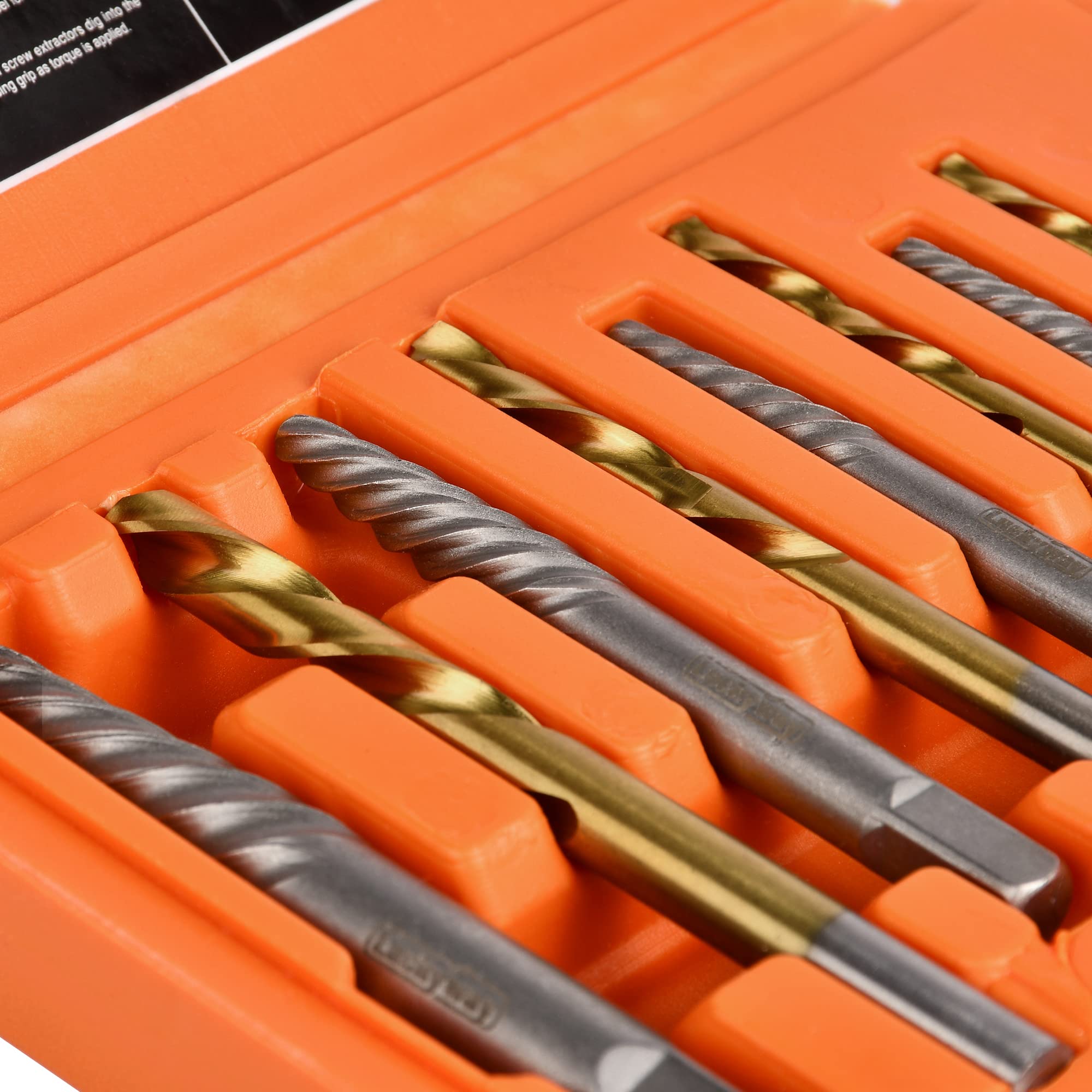 Luckyway 10-Piece Screw Extractor and Left Hand Drill Bit Set, Bolt Extractors, for Removing Broken Studs, Bolts, Socket Screws, and Fittings