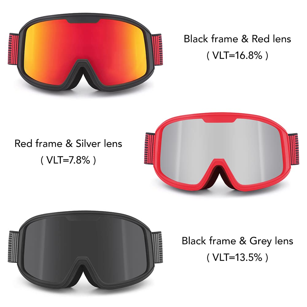 IMEISH Ski Goggles for Men Women Anti Fog UV Protection Snow Goggles (Silver)