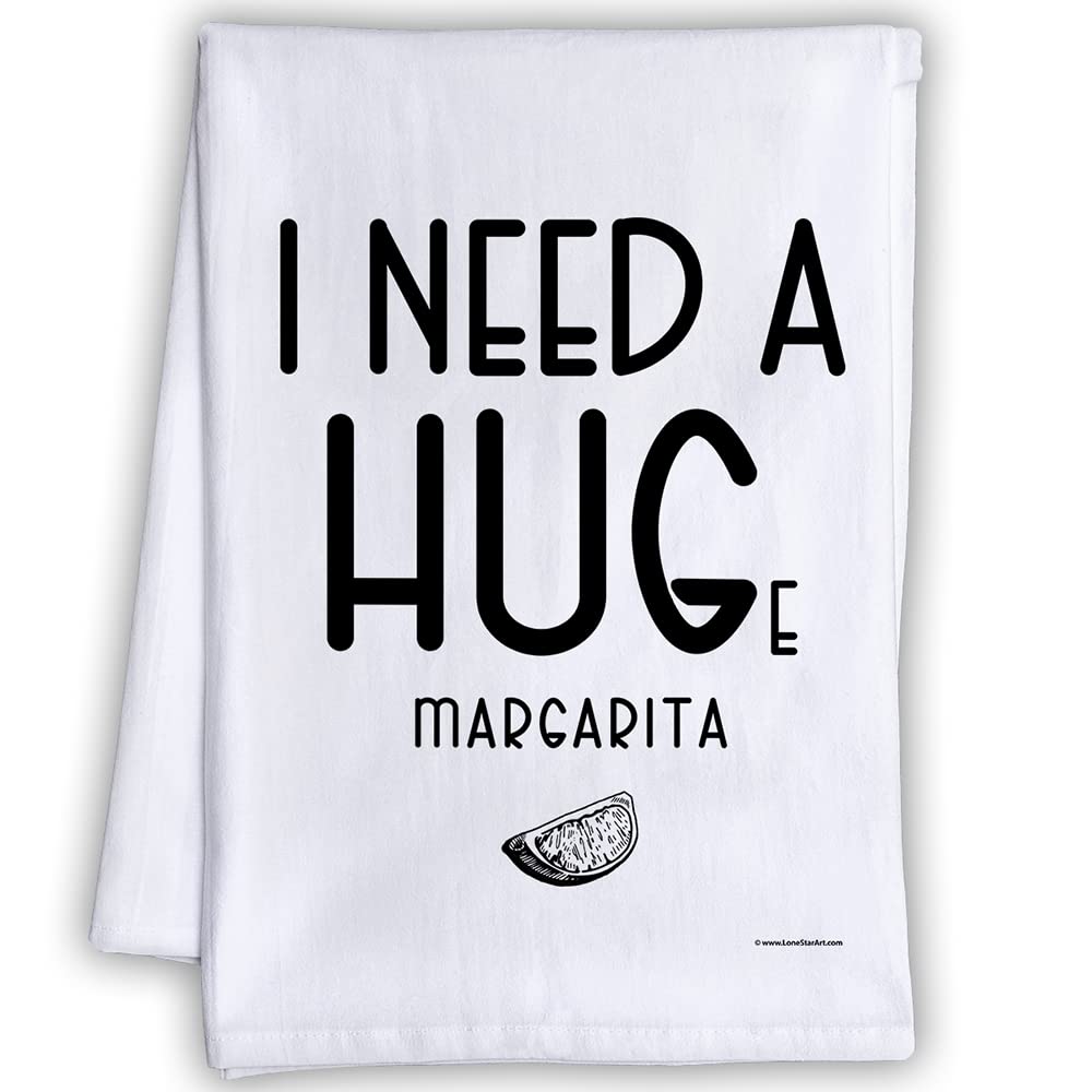 I Need A HUGe Margarita - Funny Kitchen Towels Decorative Dish Towels with Sayings, Funny Housewarming Kitchen Gifts - Multi-Use Cute Kitchen Towels - Funny Gifts for Women