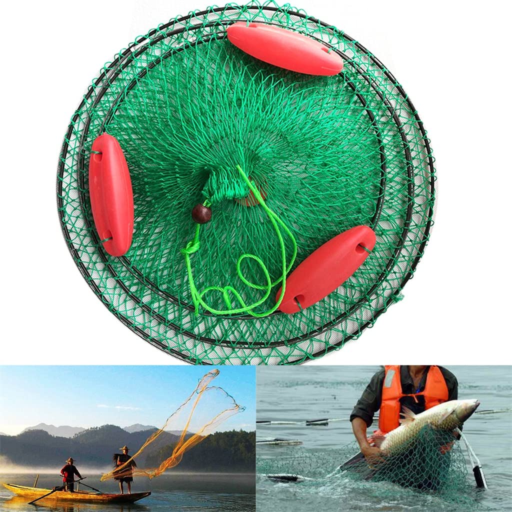 JIAMEI Fishing Net Fishing Tackle Folding Portable Net Cage Boat Fishing Accessories Three Float Ball Cast Net