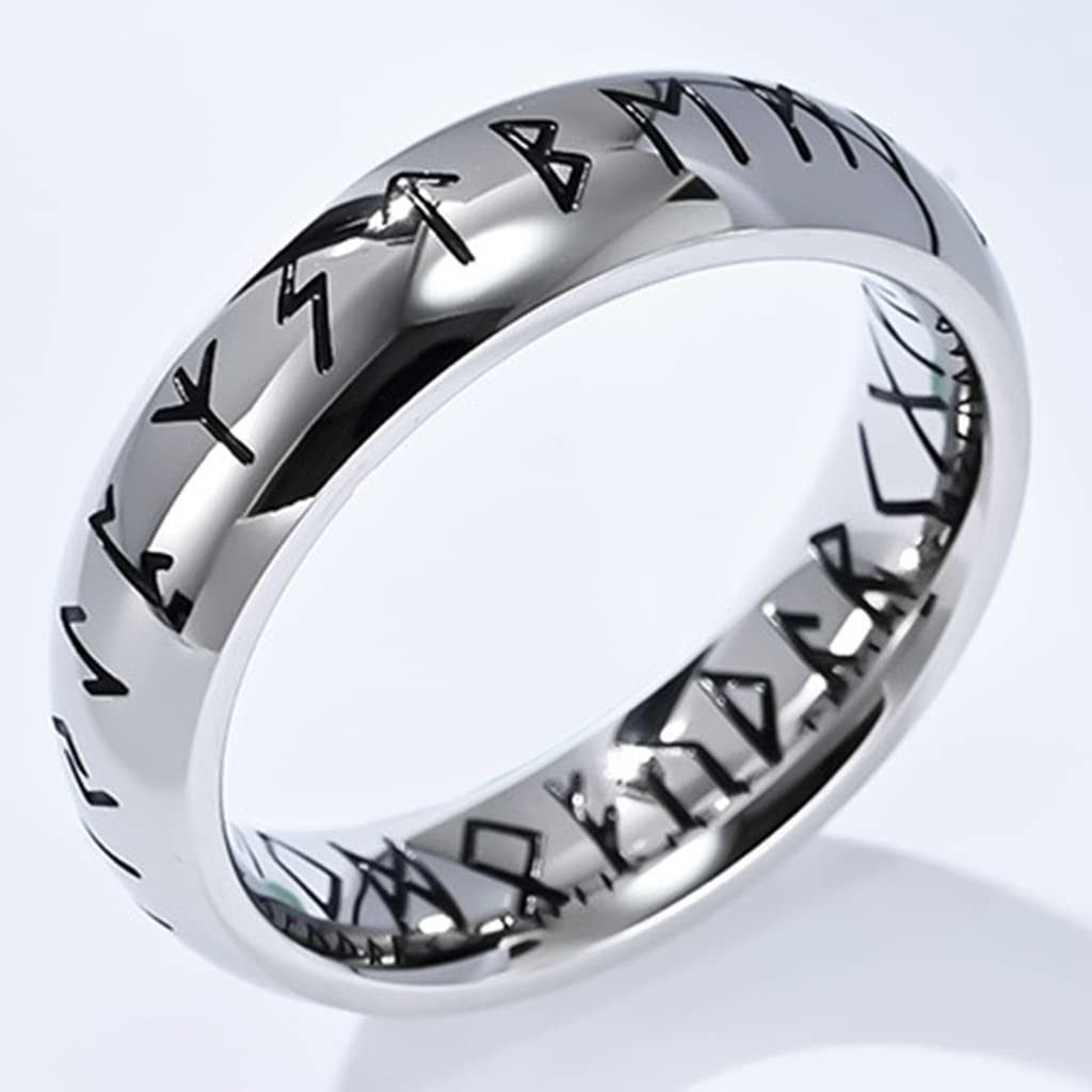 Jude Jewelers 6mm Stainless Steel Elder Futhark Nordic Trinity Runic Pagan Vikings Celtic Wedding Band Ring (Silver, 8)