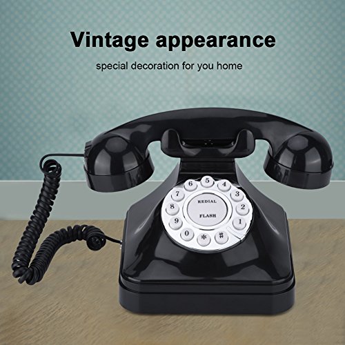 Landline Telephone, WX-3011 Vintage Black Multifunction Plastic House Phone Retro Wire Push Button Dial Landline Telephone, Vintage Telephone