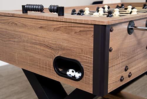 Hathaway Fullerton 48-in Foosball Table, Arcade Table Soccer for Game Rooms, Includes (2) 36-mm ABS Foosballs, Driftwood (BG50330)