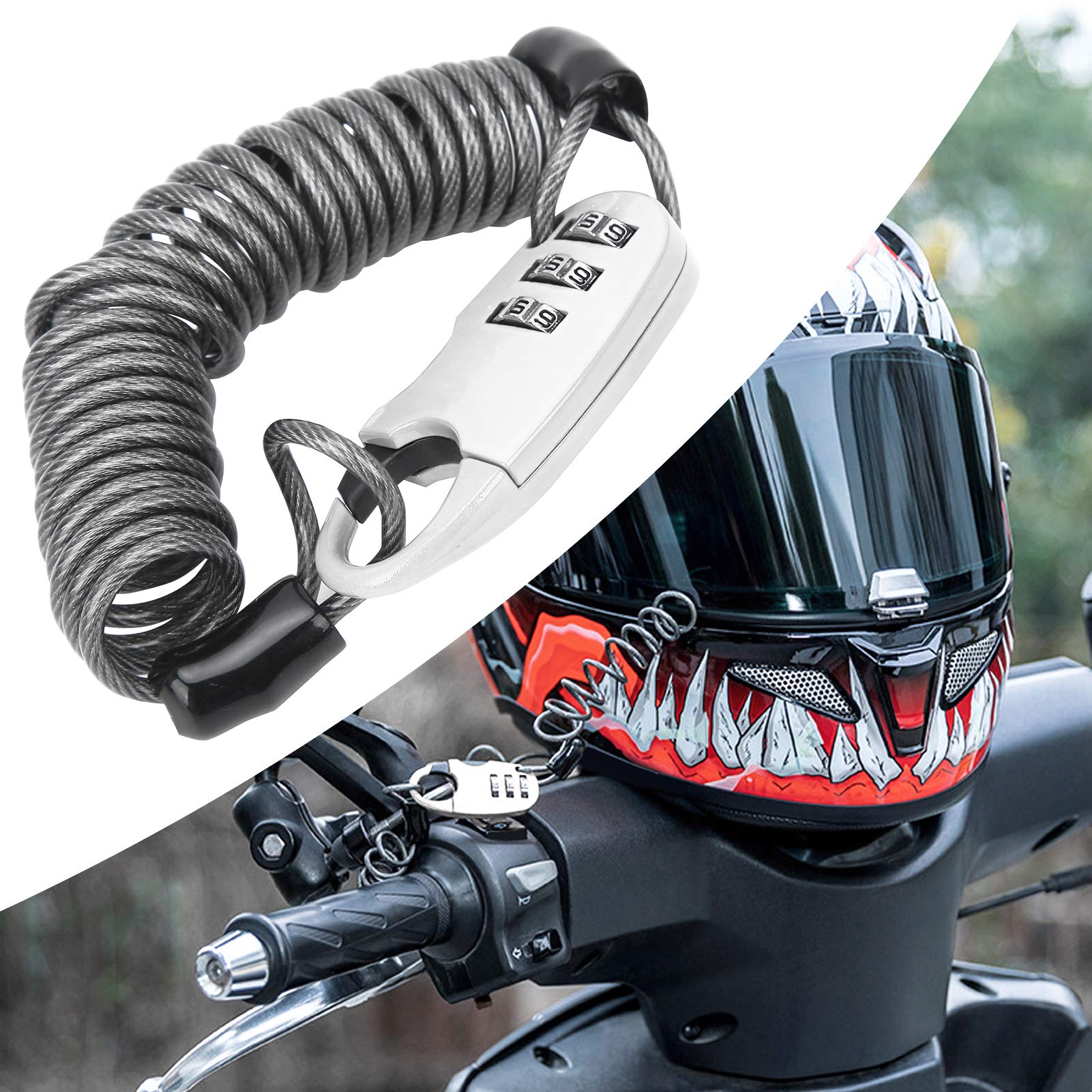 Hatirea Bicycle Helmet Lock, to Wear and Bike Cable Lock for Outdoors for Home(White)