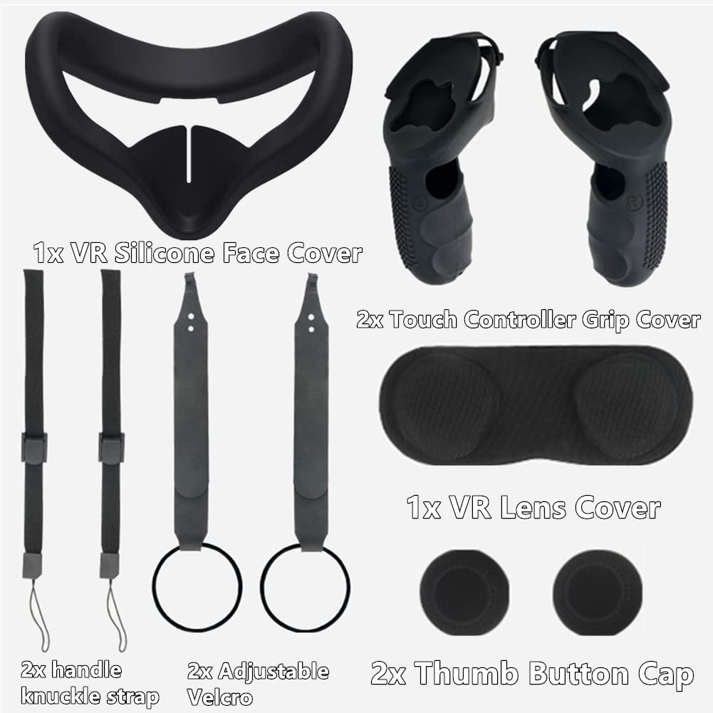 Head Strap Accessories for Oculus Quest 2, 6-in-1 Replaceable VR Silicone face Cover, VR Shell Cover, and Quest 2 Touch Controller Grip Cover, Reduce Face Pressure Comfortable Touch