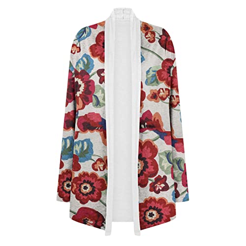 JJHAEVDY Print Cardigan for Women Open Front Long Sleeve Fall Costumes Jackets 2022 Kimono Tassel Loose Cover up