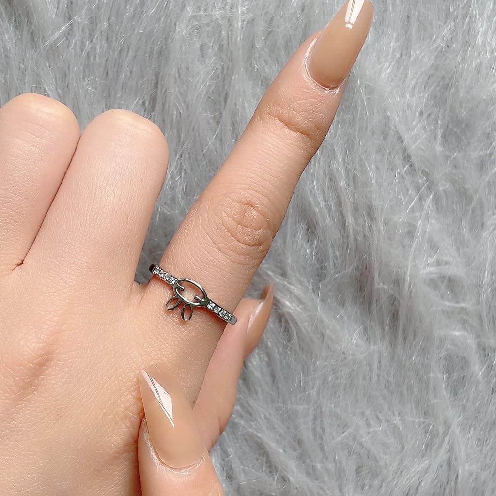 Jude Jewelers Stainless Steel Cute Rabbit Style Cocktail Party School Wedding Holiday Promise Ring (Silver, 7)