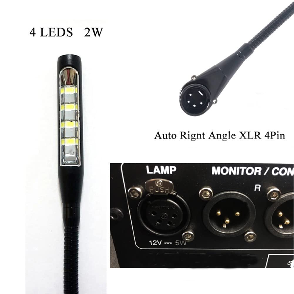 JXRYWF 24 inch 2 watt Right Angle XLR 4PIN LED Mixer gooseneck lamp for Midas M32 and BEHRINGER X32 Compact Version Mixer