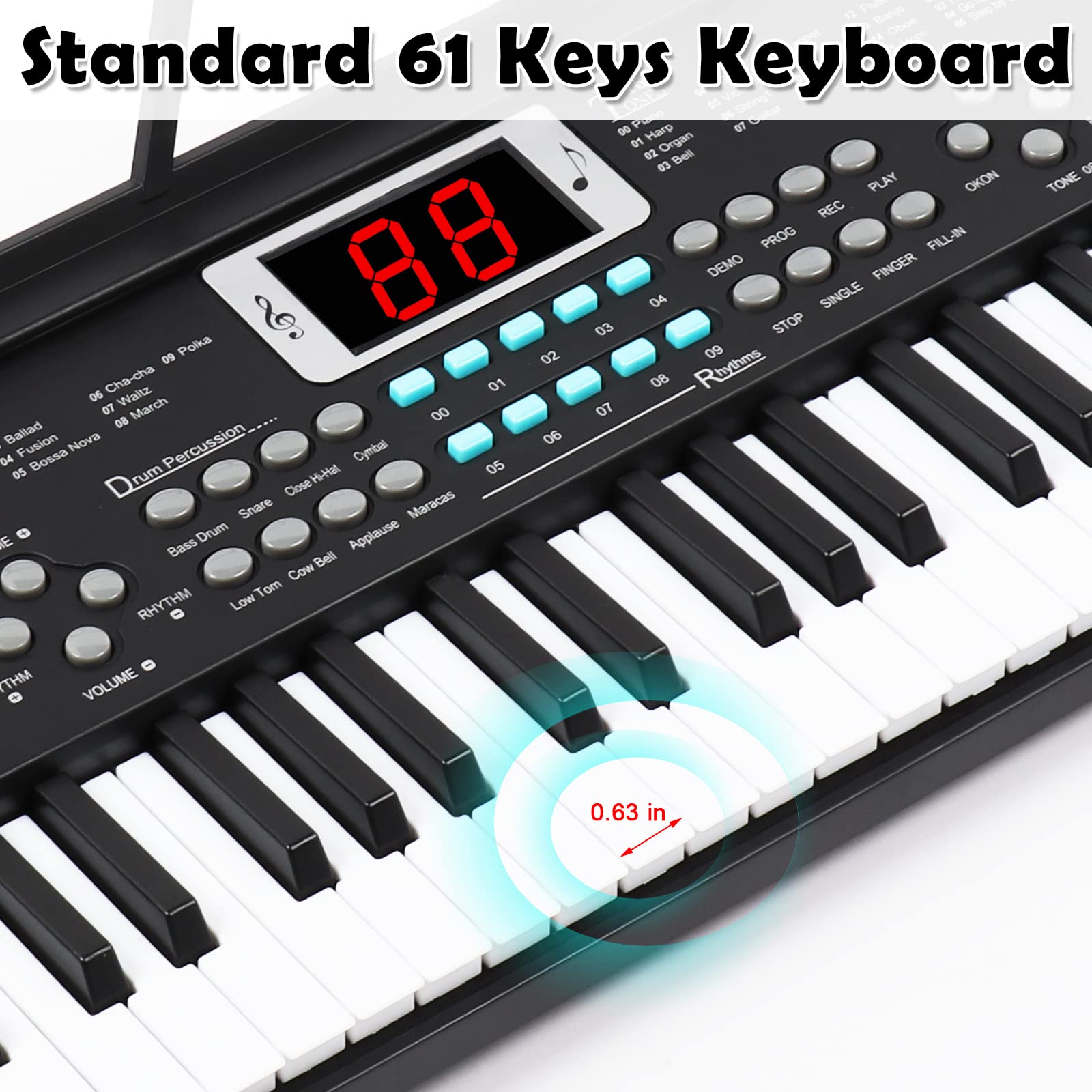 laoyeboho 61 Keyboard Piano, Portable Keyboard Piano for Beginners, Children's Piano Keyboard, Electronic Digital Piano With Built-in Speaker and Microphone, School Gift,Children's Birthday Gift