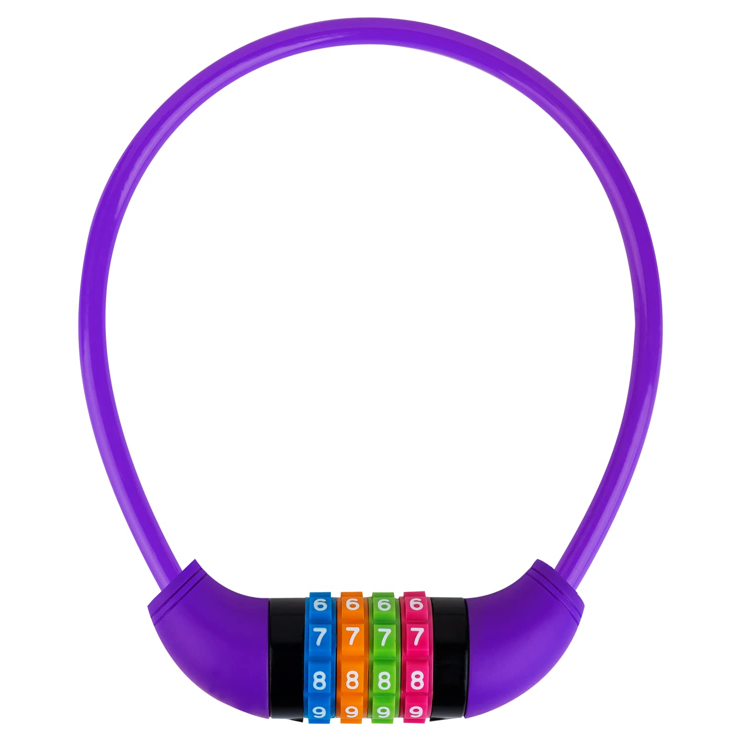 IDEALUX Bike Lock Cable, Bicycle Cable Lock with 4 Digit Combination & Large Lock Head, Resettable Kids Bike Cable Lock, 2 Ft x β
1/2 IN, Lock for Bike, Scooter, Skateboard, motorcycle, E Bike (Purple)