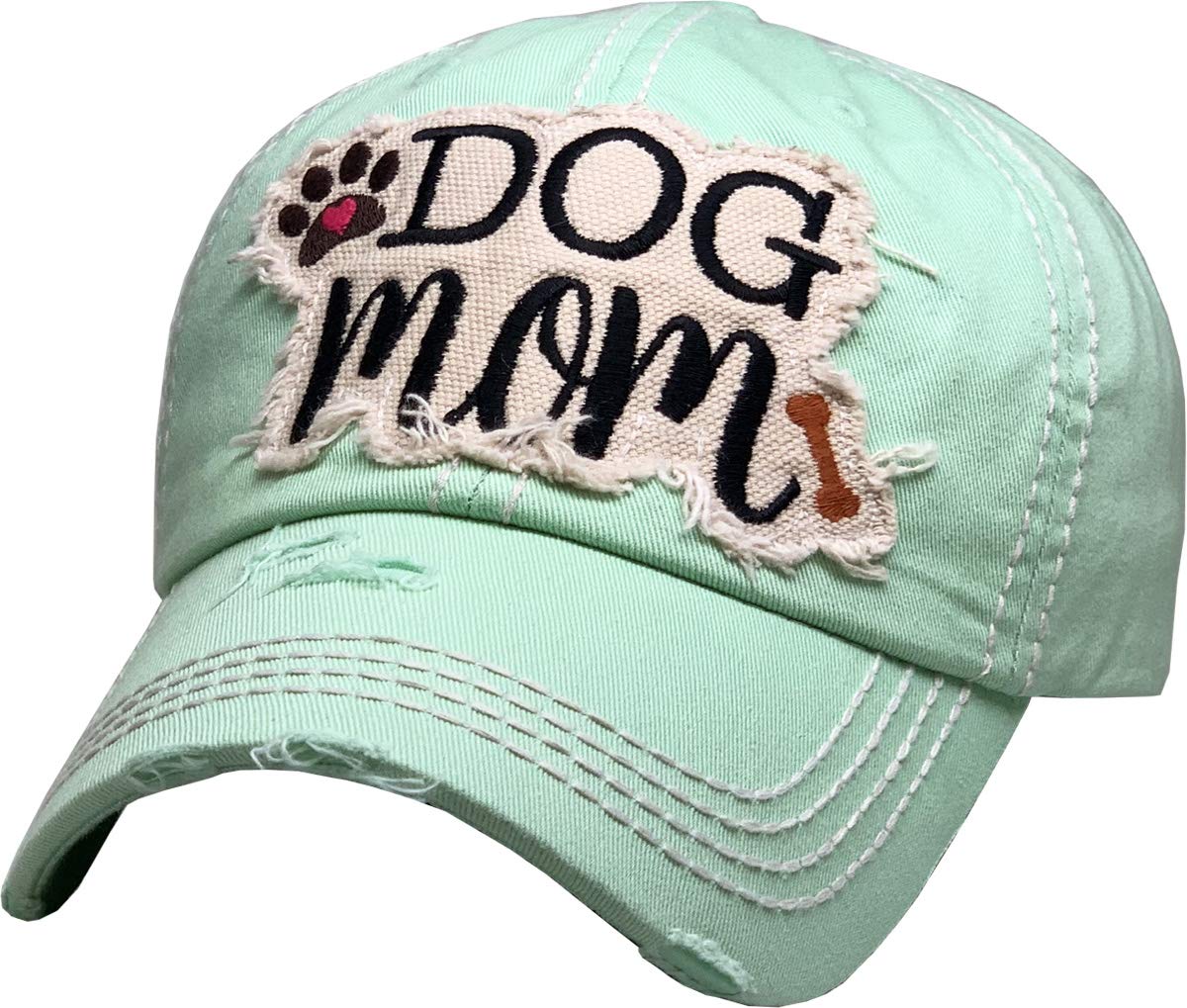 KBV-1391 STN Dog Cat Mom Theme Baseball Softball Womens Baseball Cap Distressed Vintage Unconstructed Embroidered Patch Hat