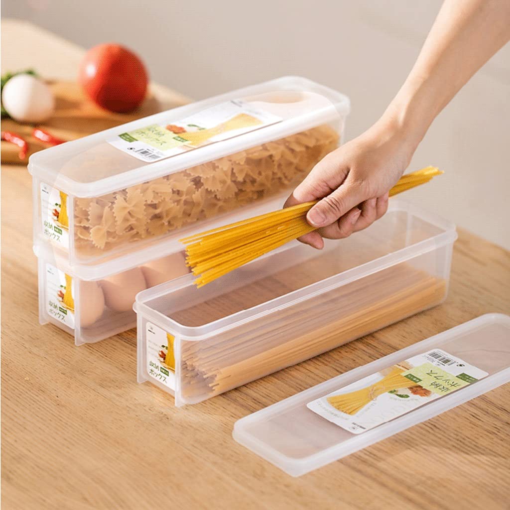 kitchen jars Pasta Container Noodle Food Storage Spaghetti Keeper Box With Lid Plastic1/ 3 Pcs Canister Sets For Kitchen Fresh-keeping Drain Box Useful Container Set ( Color : 1PCS Pasta storage box )