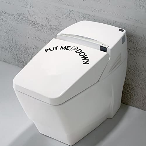 Jiuhong 4 Pack Funny Reminder Decoration Put Me Down Toilet Seat Decal Sticker Sign for Home Switch Bathrooms Decorations (Black)