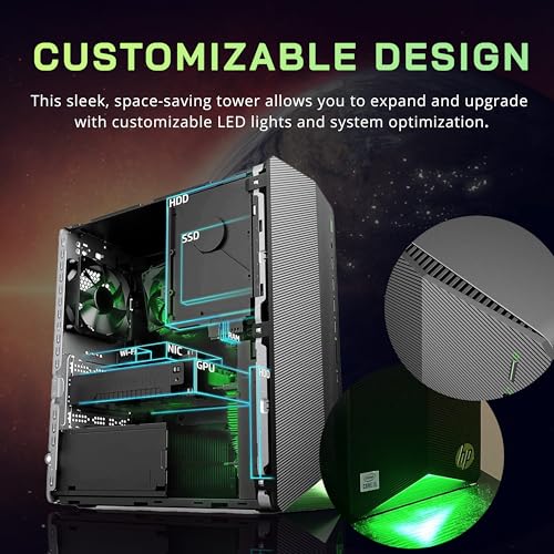 HP 2022 Pavilion Gaming Desktop Computer, Intel Core i5-10400F CPU, 16GB RAM, 512GB PCIe SSD, NVIDIA GeForce RTX 3060 Graphics, Keyboard&Mouse, Win 11 Pro, Black, 32GB Snowbell USB Card