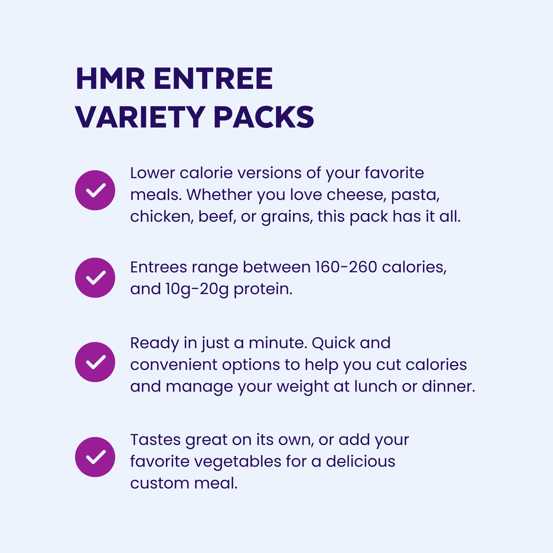 HMR Customer Favorites Entrée Pack | Pre-packaged Lunch or Dinner | Pack of 6 Ready to Eat Meals | 12-20 grams of Protein per Entrée | Low Calorie Food | 7-8oz Servings per Meal