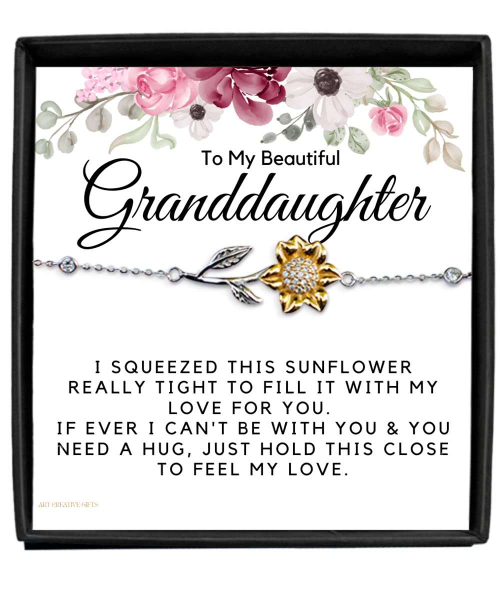 Granddaughter Gifts From Grandma, 925 Sterling Silver Bracelet, Granddaughter Gifts For Graduation Birthday Mothers Days Holidays Sunflower Bracelet Gift Set gdfgensf26