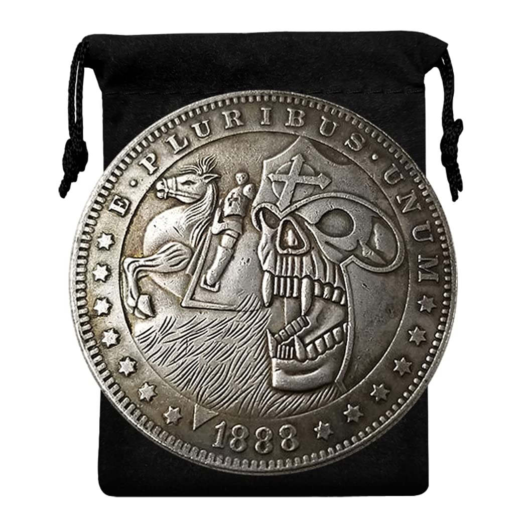 Kocreat Copy 1888 U.S Hobo Coin - War Horse Crusaders Skull Silver Plated Replica Morgan Dollar Souvenir Coin Lucky Coin