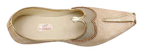 Indian Fabriic Store Men's Golden Sherwani Jutti/Golden Mojari
