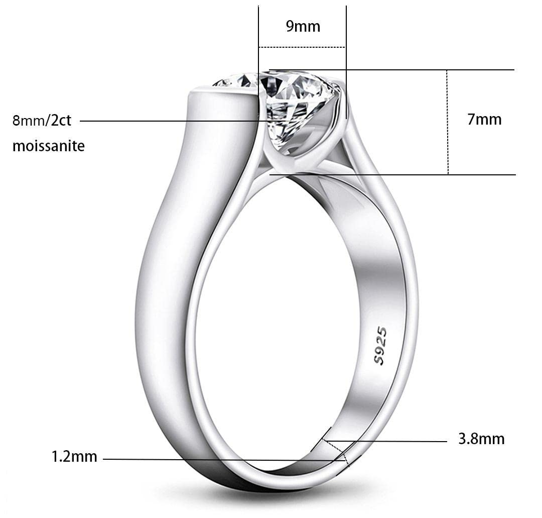Jiostonor 1.5CT Oval Round Cut Moissanite Half Bezel Set Ring Lab Created Diamond Sterling Silver Engagement ring