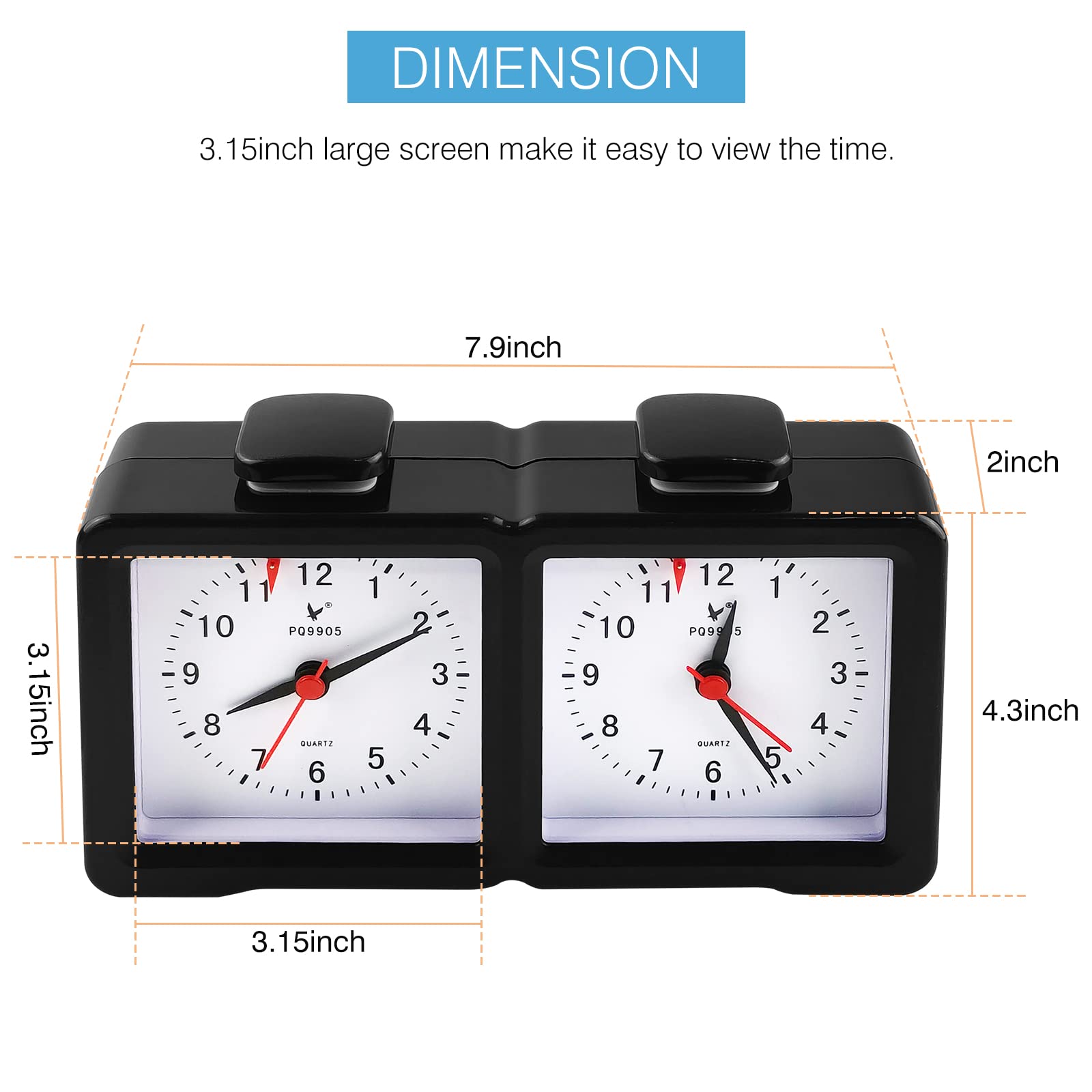 LEAP Analog Chess Clock Traditional Chess Timer with Two Large Dials Chess Set Timer for Chess, Chinese Chess and I-GO (PQ9905)